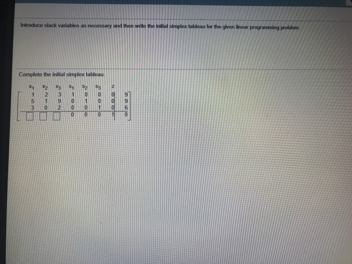 Solved Introduce slack variables as necessary and then write | Chegg.com