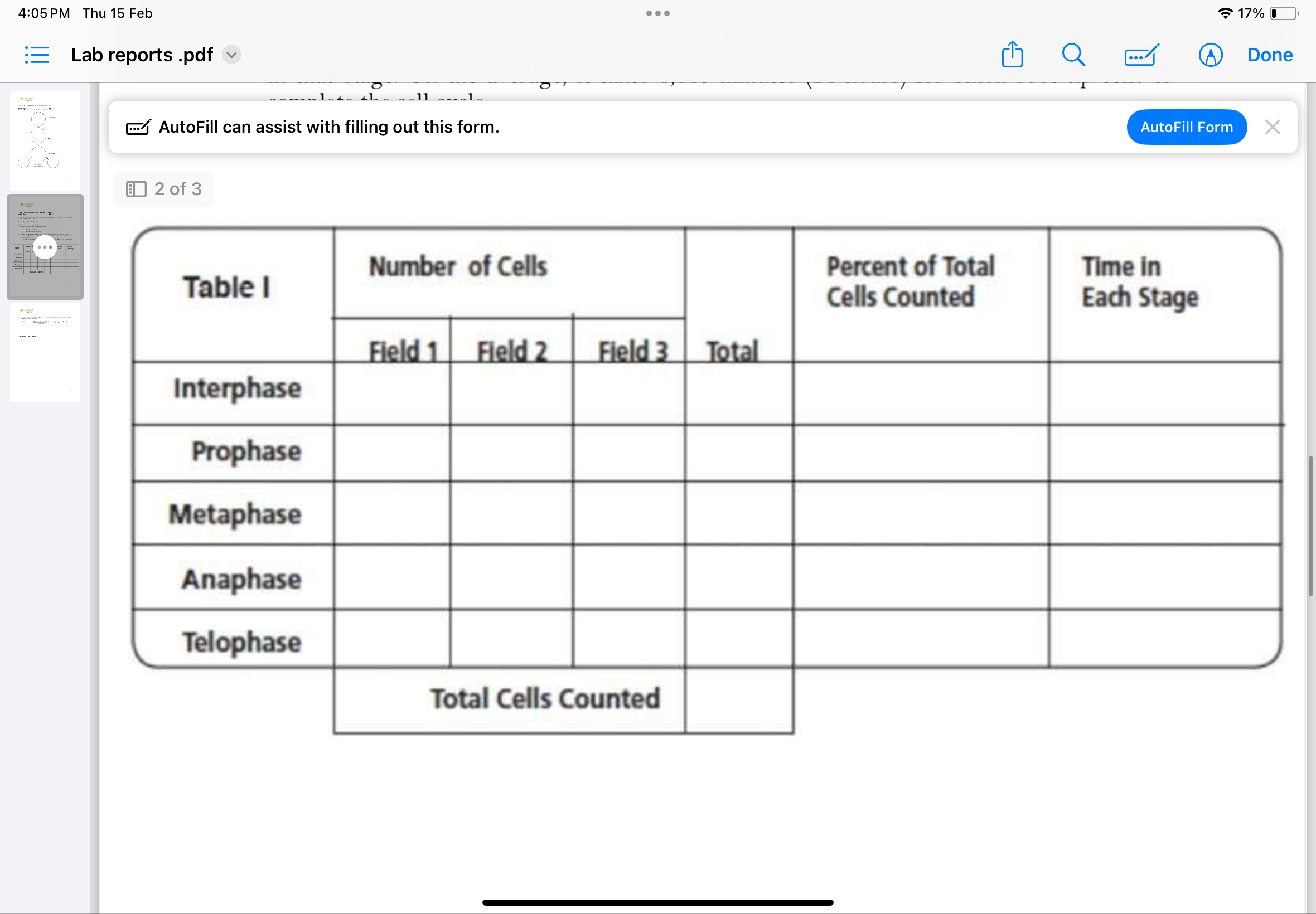 Record the number of cells in each stage. Count at | Chegg.com