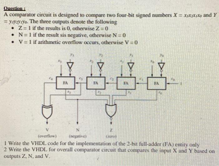 Solved Question: A comparator circuit is designed to compare | Chegg.com