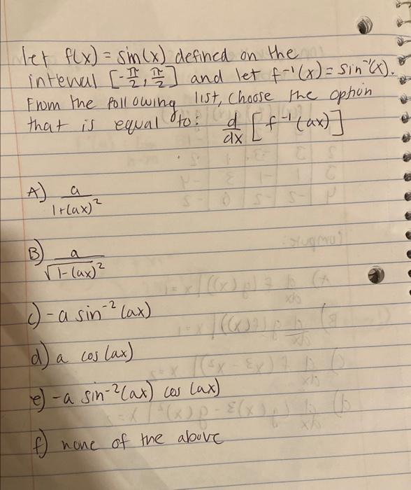 Solved let f(x)=sin(x) defined on the intenal [−2π,2π] and | Chegg.com