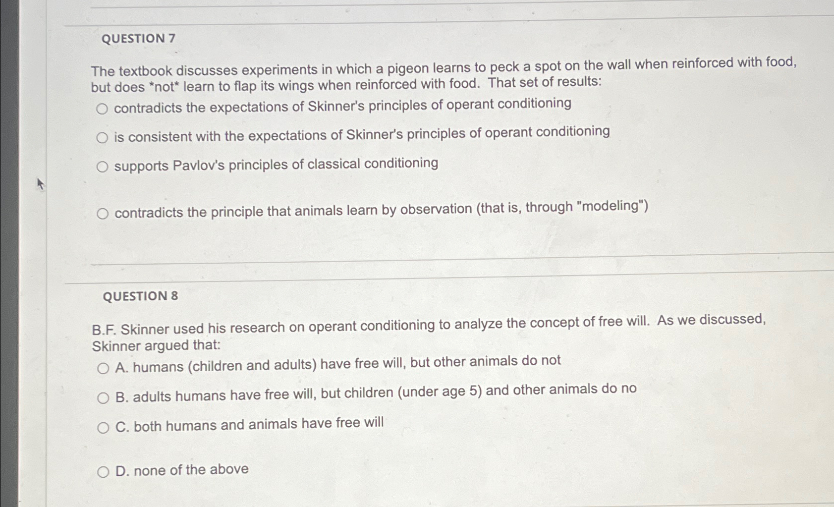 Solved QUESTION 7The textbook discusses experiments in which | Chegg.com
