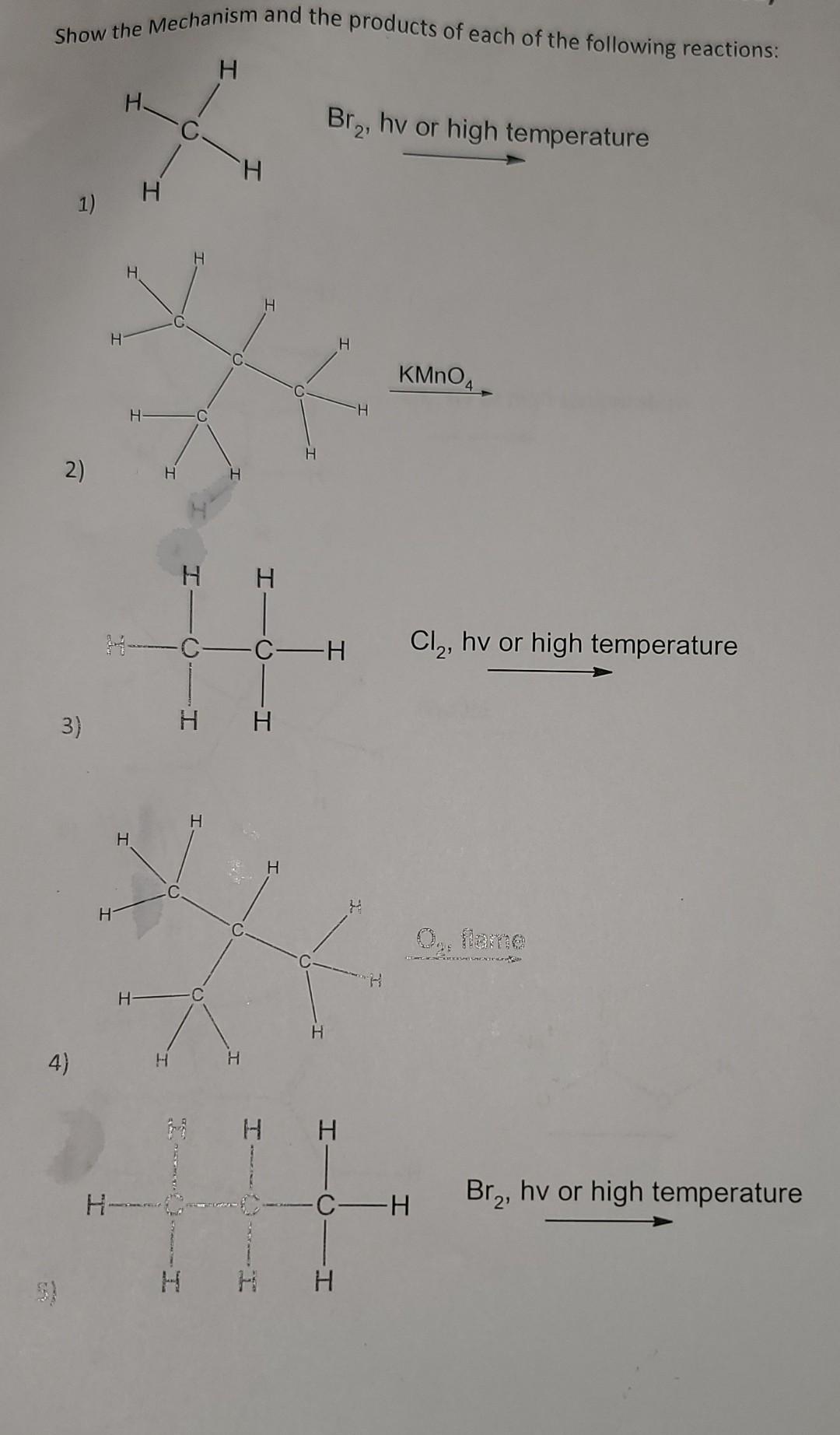 Solved Show the Mechanism and the products of each of the | Chegg.com