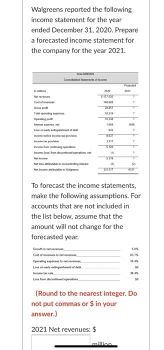 Solved Walgreens reported the following income statement for | Chegg.com