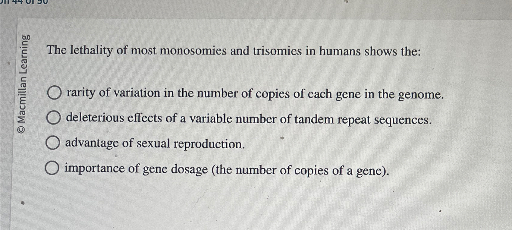 Solved The lethality of most monosomies and trisomies in | Chegg.com