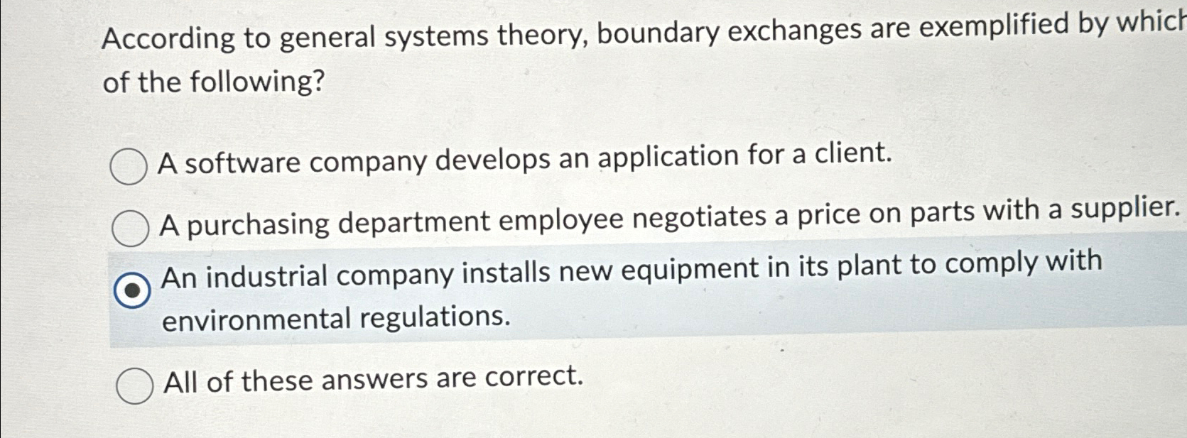 Solved According to general systems theory, boundary | Chegg.com