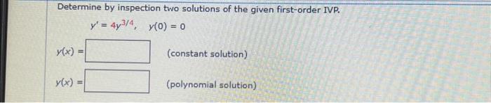 Solved Determine by inspection two solutions of the given | Chegg.com