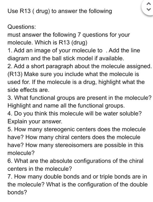 Use R13 ( drug) to answer the following Questions: | Chegg.com