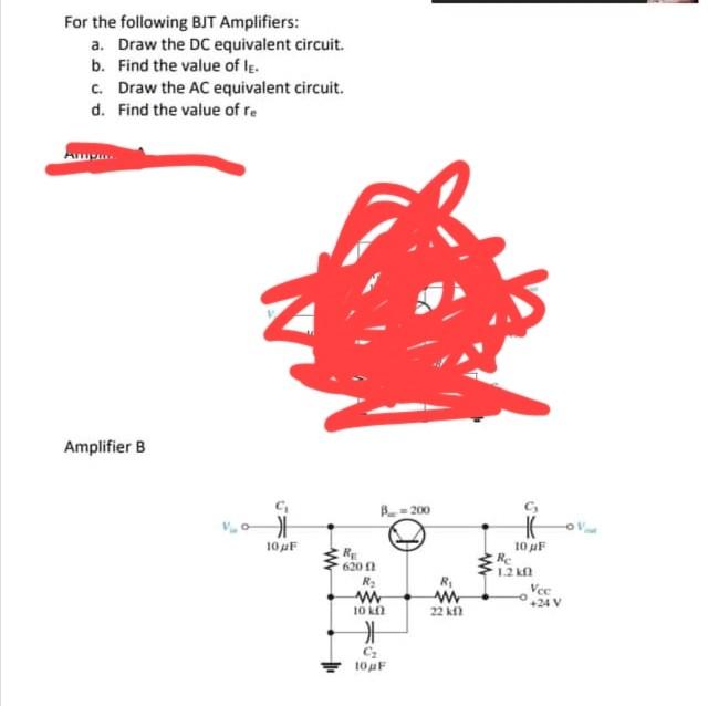 Solved For the ff. Bjt Amplifiers a.draw the Dc equivalent | Chegg.com