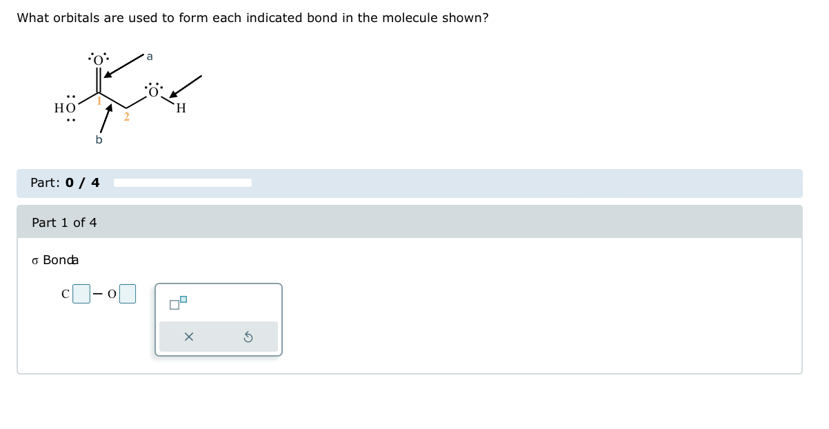 Solved What orbitals are used to form each indicated bond in | Chegg.com