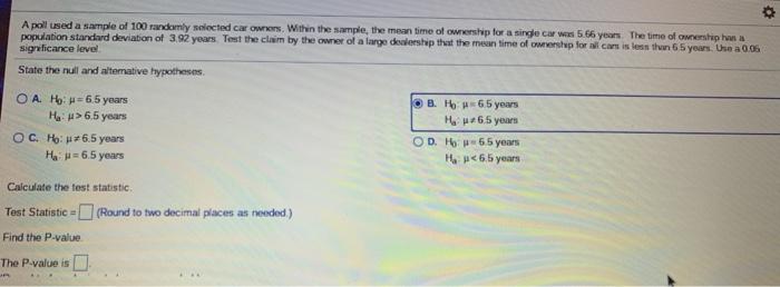 Solved A poll used a sample of 100 randomly selected car | Chegg.com
