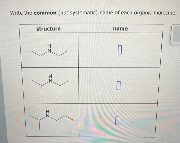 Solved Write the common (not systematic) name of each | Chegg.com