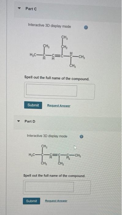 Solved Part A Interactive 3D display mode HC-9= -CCH H2 H2 | Chegg.com