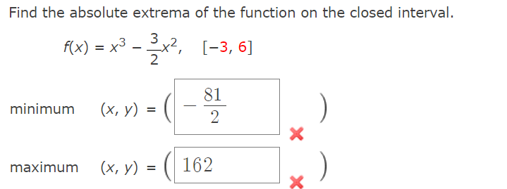 Solved Find the absolute extrema of the function on the | Chegg.com