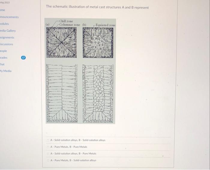 Solved The schematic illustration of metal cast structures A | Chegg.com