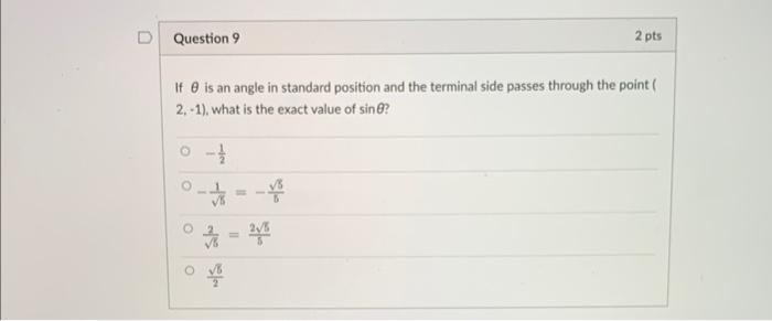 Solved If θ is an angle in standard position and the | Chegg.com