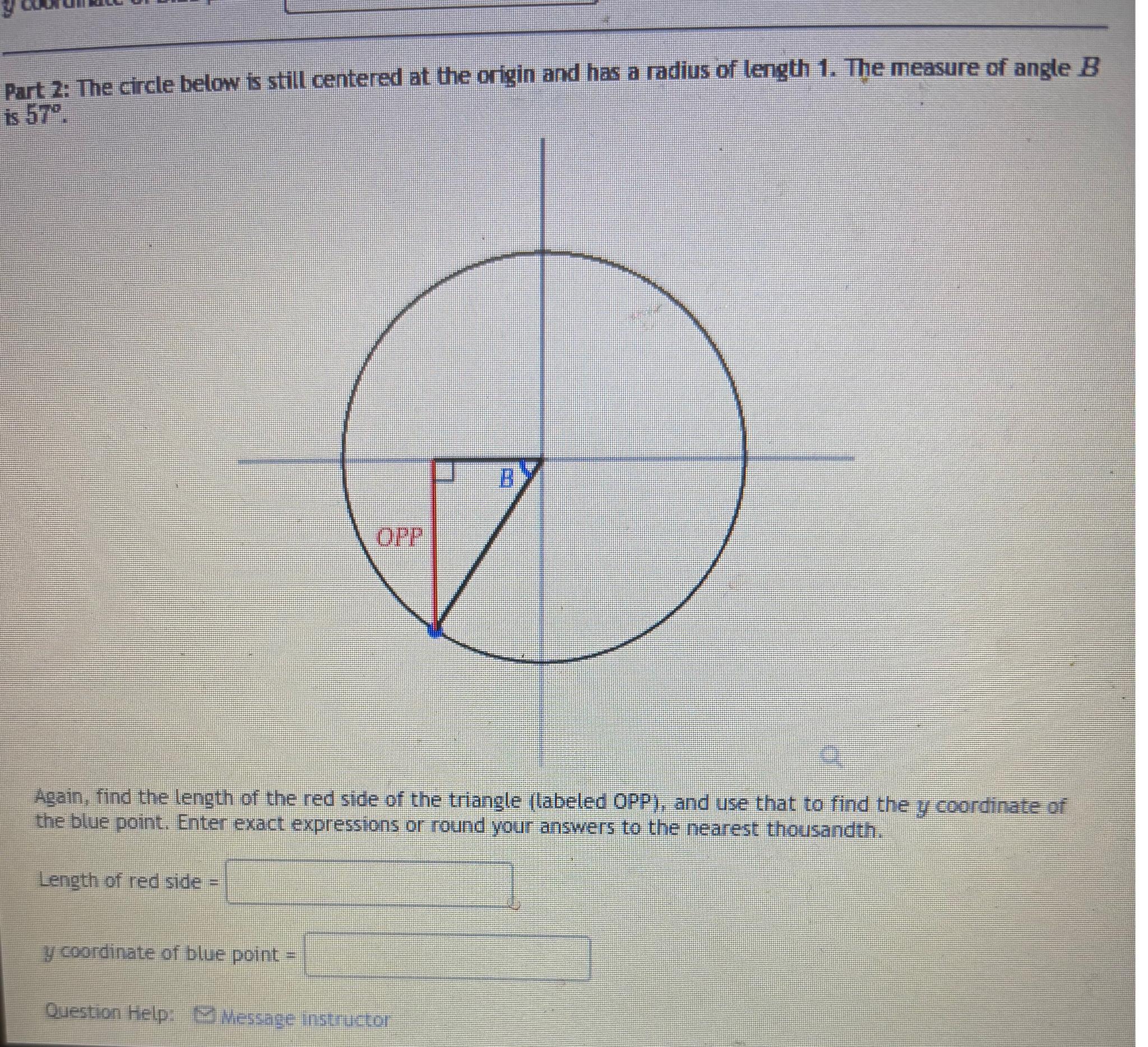 Solved Part 2: The circle below is still centered at the | Chegg.com