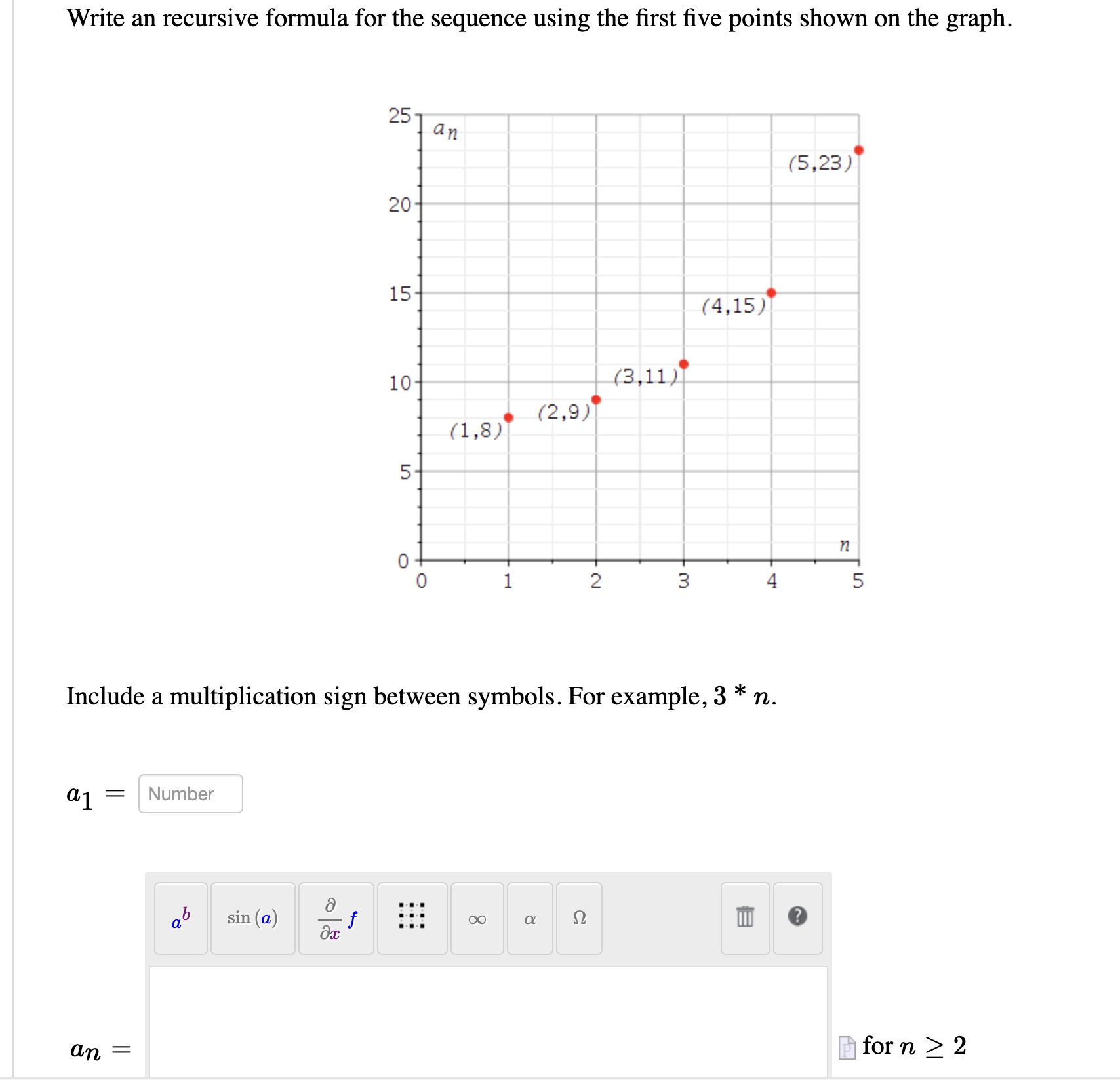 Solved Write an recursive formula for the sequence using the | Chegg.com