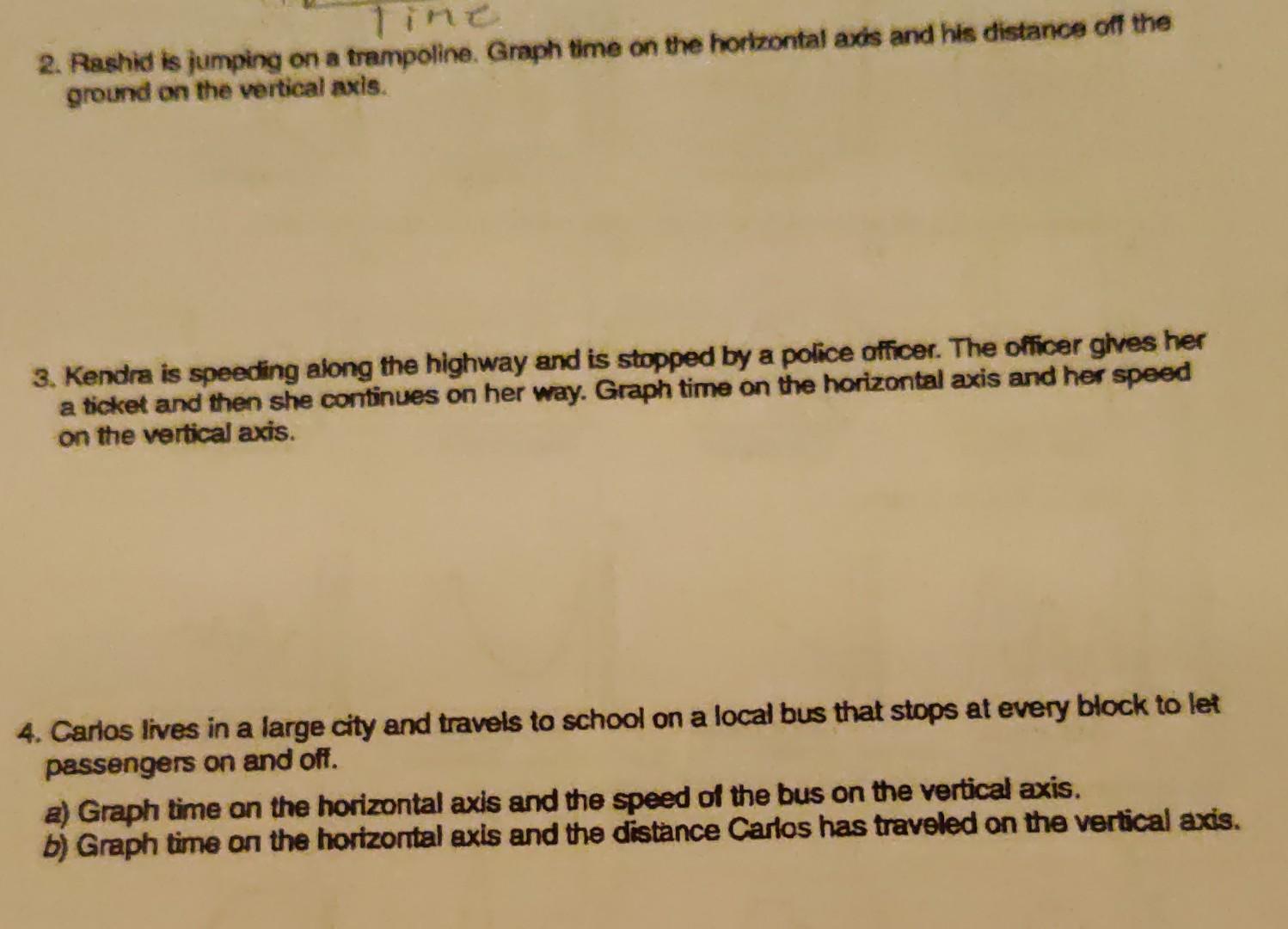Solved 2. Rashid is jumping on a trampoline. Graph time on | Chegg.com