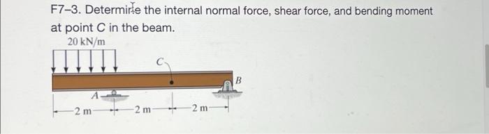 Solved F7-3. Determine the internal normal force, shear | Chegg.com Solved F7-3. Determine the internal normal force, shear | Chegg.com