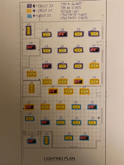 How to label Electrical Plan sheet (given key at top) | Chegg.com