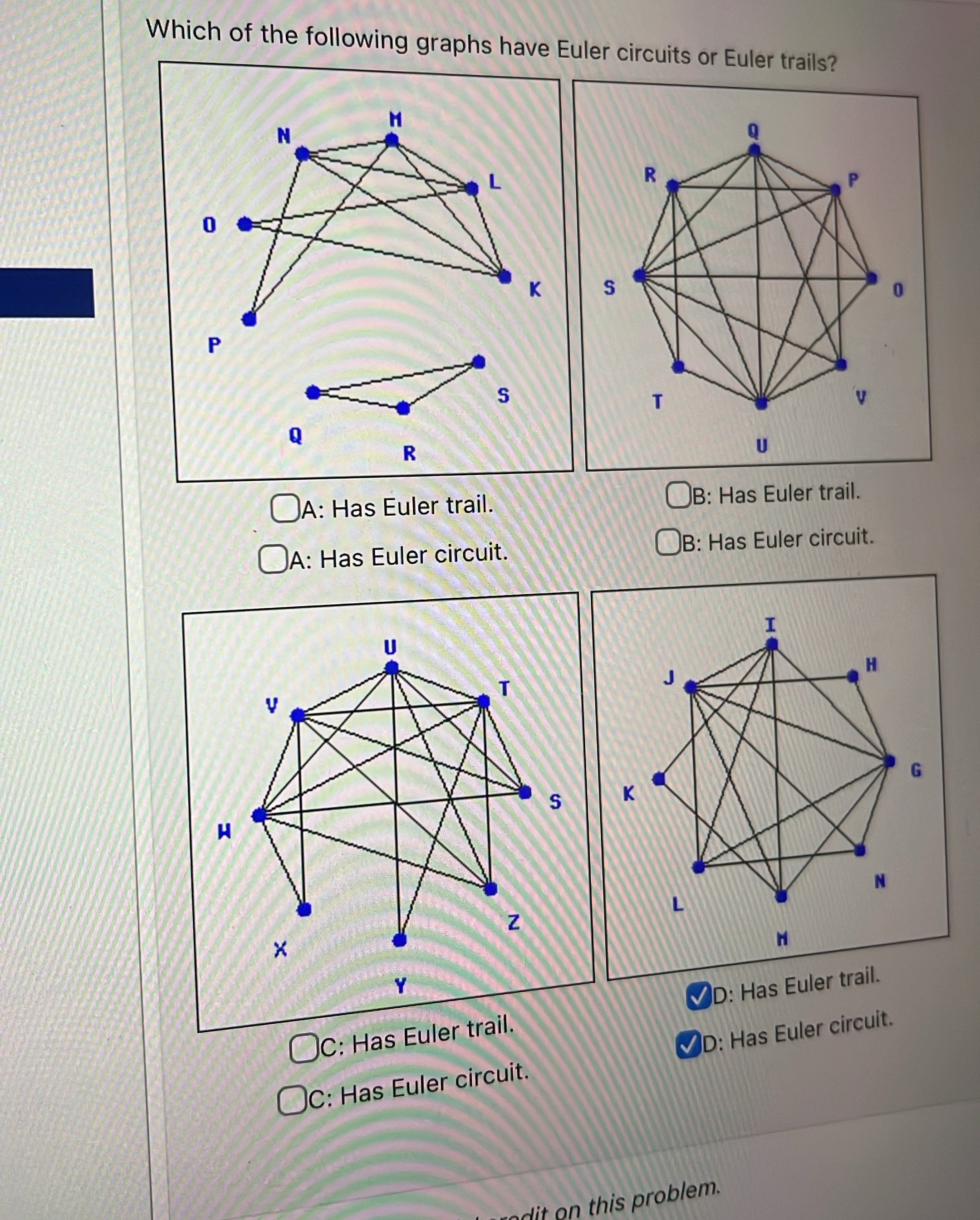 Solved Which of the following graphs have Euler circuits or | Chegg.com