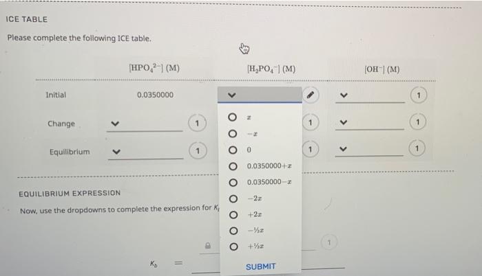 Solved ICE TABLE Please complete the following ICE | Chegg.com