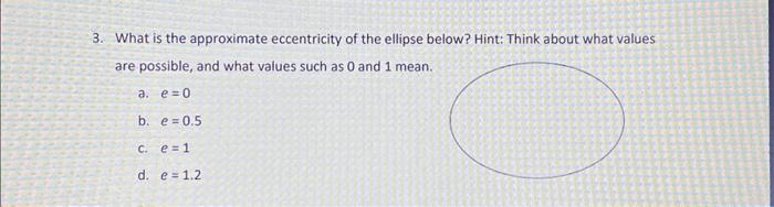 Solved 3. What is the approximate eccentricity of the | Chegg.com