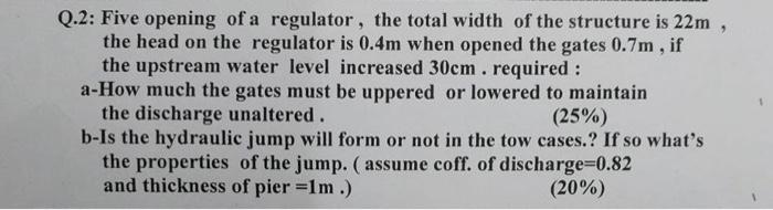 Solved Q.2: Five opening of a regulator, the total width of | Chegg.com