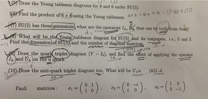 Solved (5) Draw the Young tableaux diagrams for 8 and 6 | Chegg.com