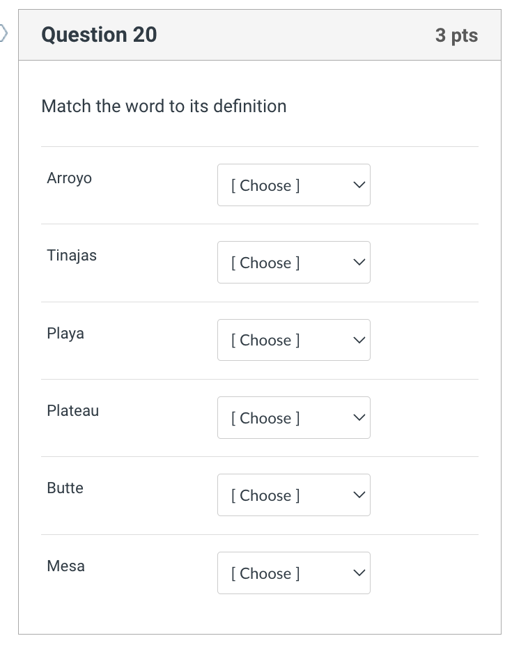 Solved Question 20Match the word to its | Chegg.com