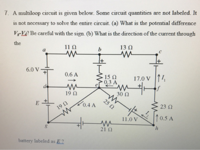 Solved 7. A multiloop circuit is given below. Some circuit | Chegg.com