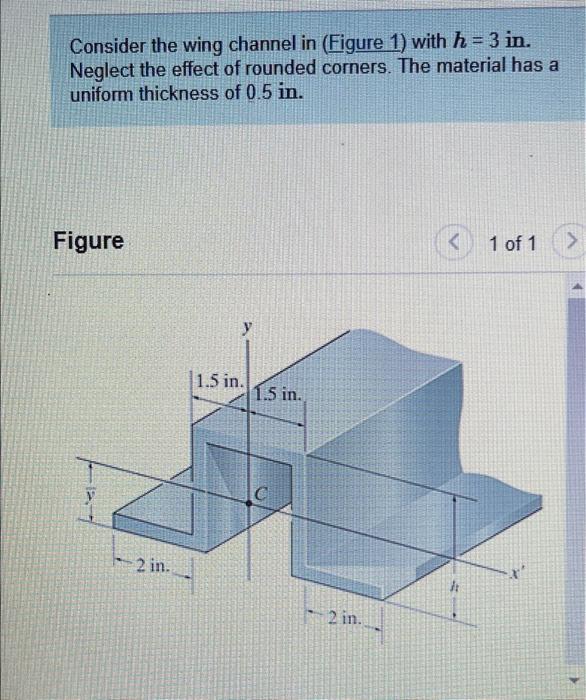 Solved Consider the wing channel in (Figure 1) with h=3 in. | Chegg.com