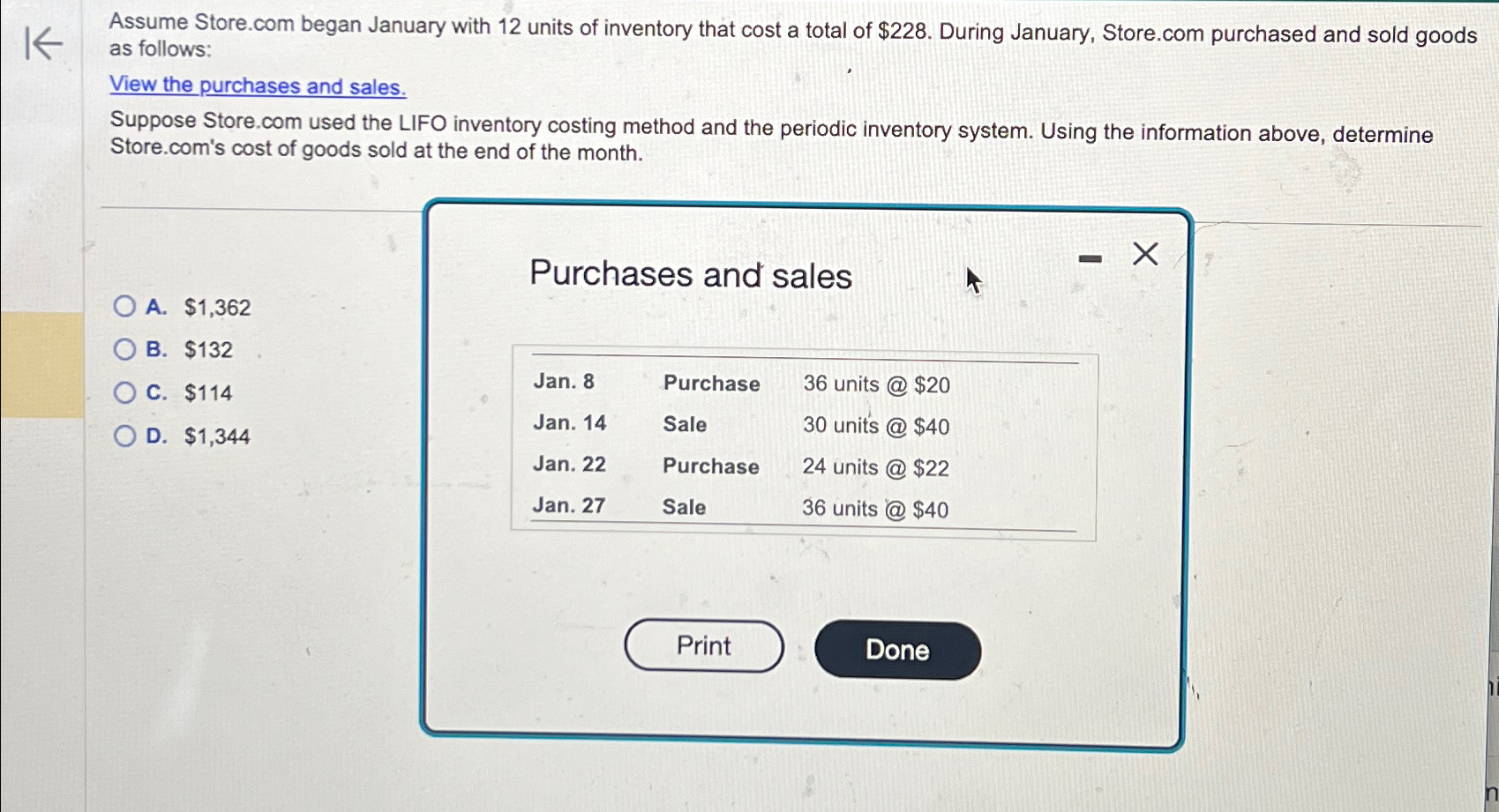 Solved Assume Store.com began January with 12 ﻿units of | Chegg.com