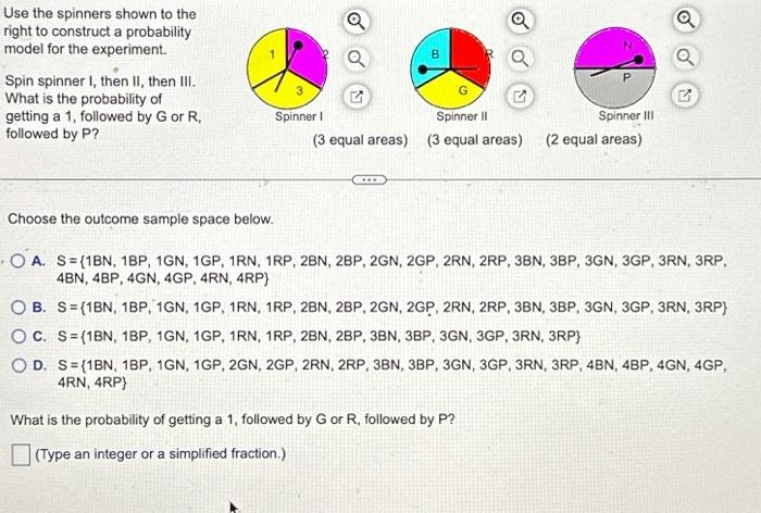 Solved Use the spinners shown to the right to construct a | Chegg.com