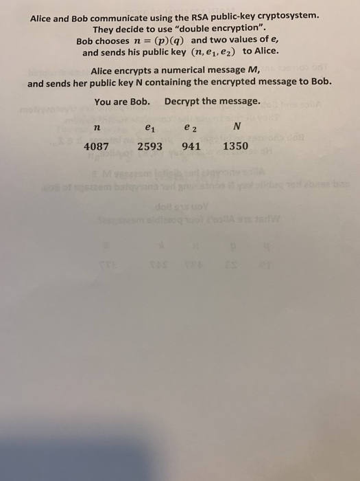 Solved Alice and Bob communicate using the RSA public-key | Chegg.com