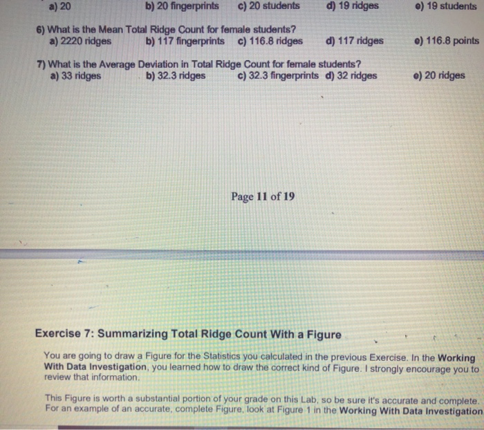 Exercise 7: Summarizing Total Ridge Count With a | Chegg.com
