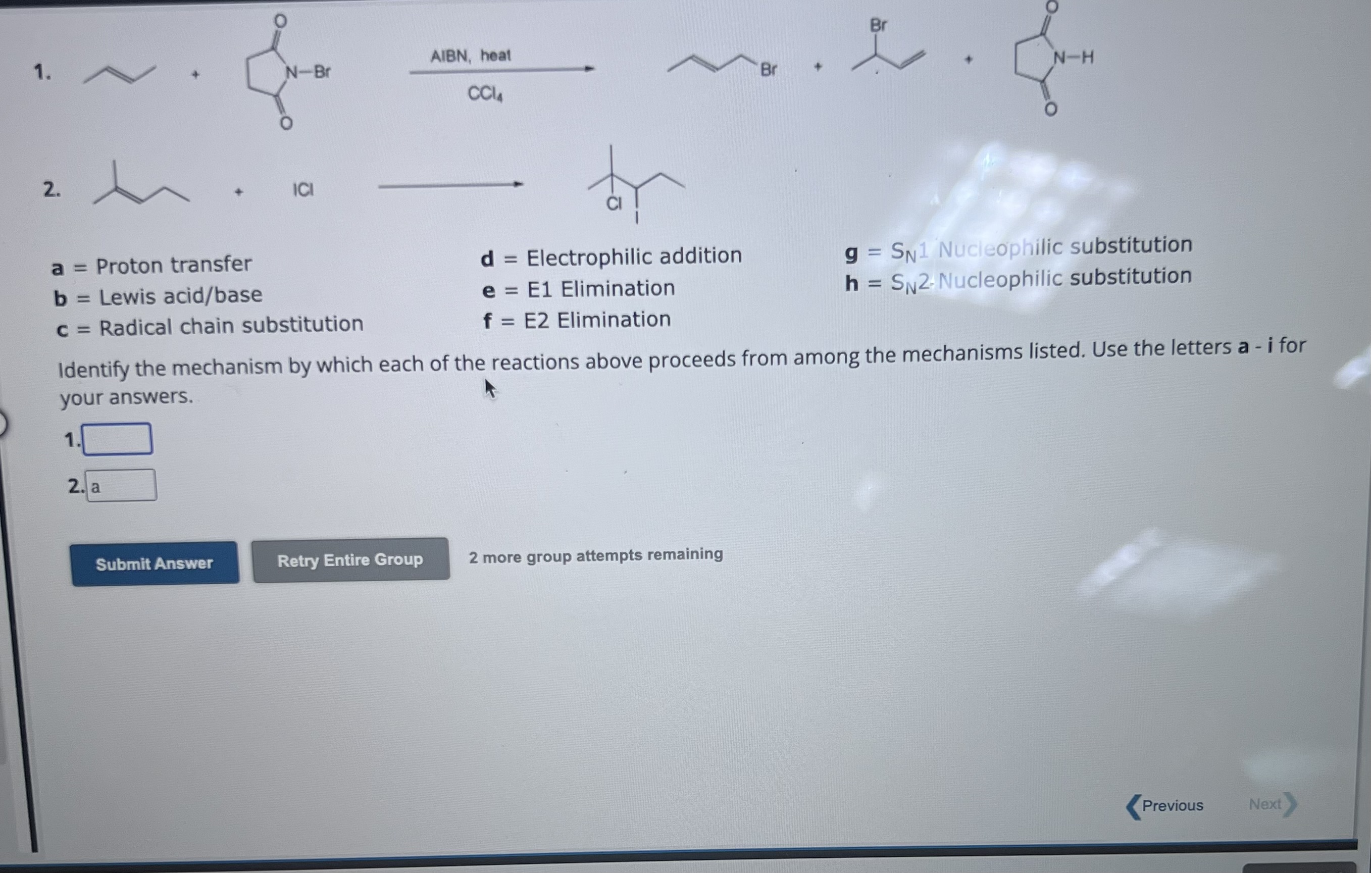 Solved +ICla= ﻿Proton transferd = ﻿Electrophilic | Chegg.com