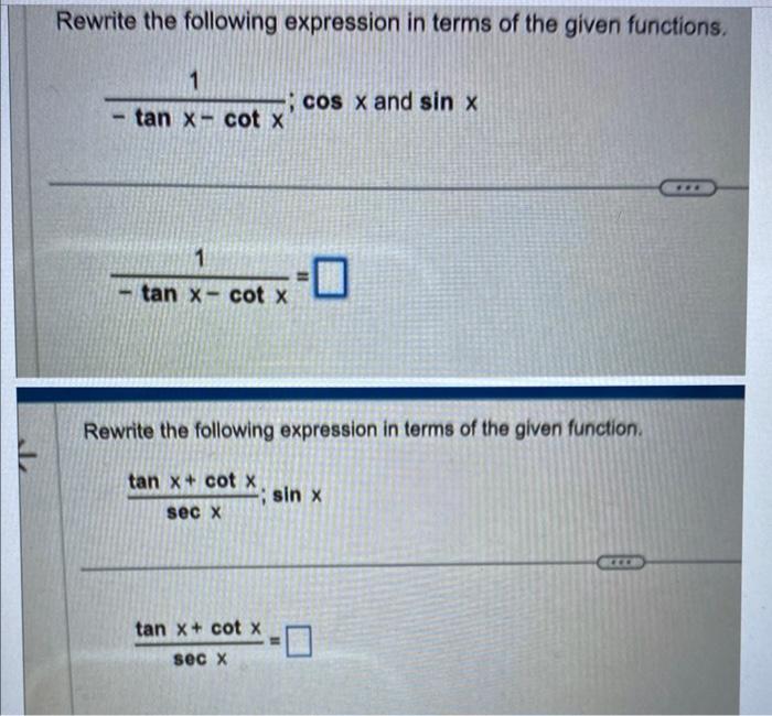 Solved Rewrite the following expression in terms of the | Chegg.com