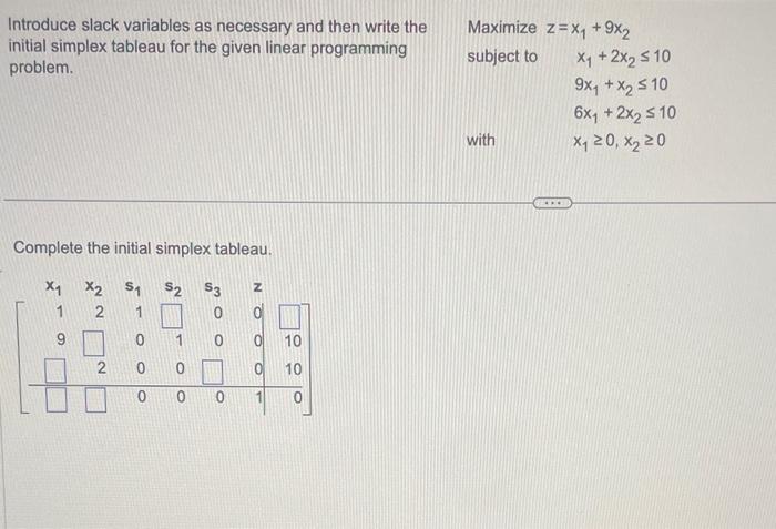 Solved Introduce slack variables as necessary and then write | Chegg.com