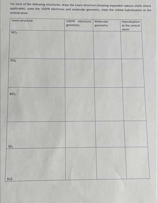 Solved For each of the following structures: draw the Lewis | Chegg.com