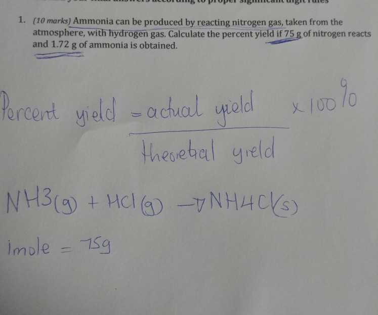 Solved 1. (10 marks) Ammonia can be produced by reacting | Chegg.com