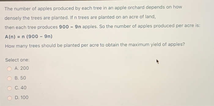 Solved The number of apples produced by each tree in an | Chegg.com