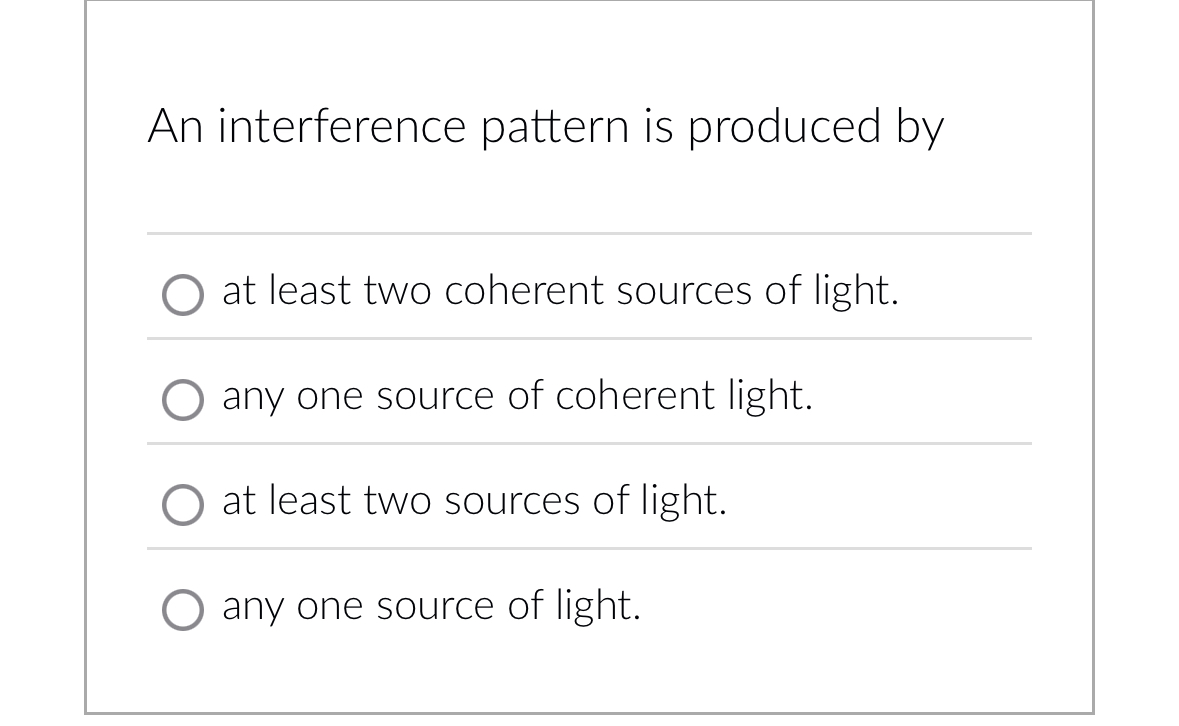 Solved An interference pattern is produced byat least two | Chegg.com