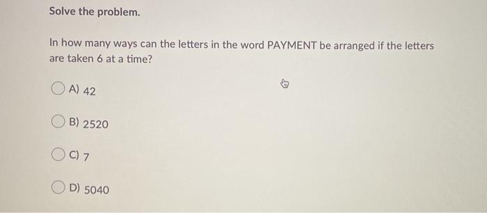 Solved Solve the problem In how many ways can the letters in | Chegg.com