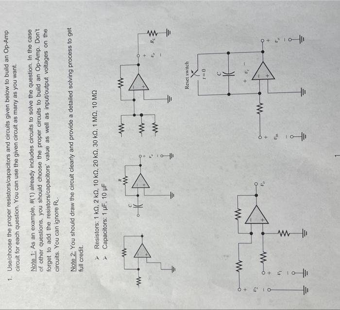 Solved 1. Use/choose the proper resistors/capacitors and | Chegg.com