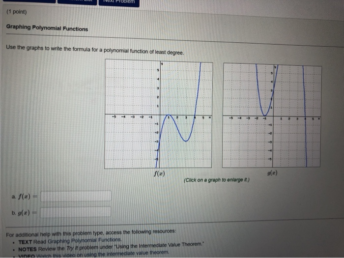 Solved Florem (1 point) Graphing Polynomial Functions Use | Chegg.com