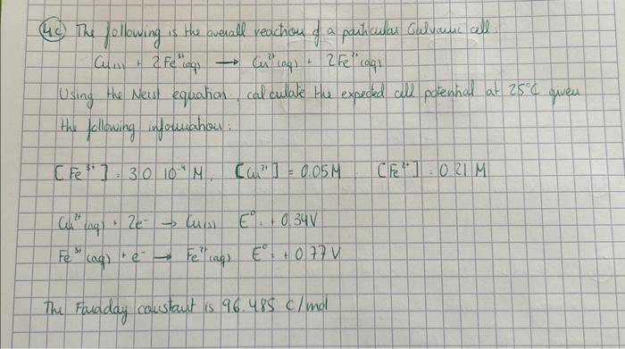 Solved (4c) The following is the overall reachou of a | Chegg.com