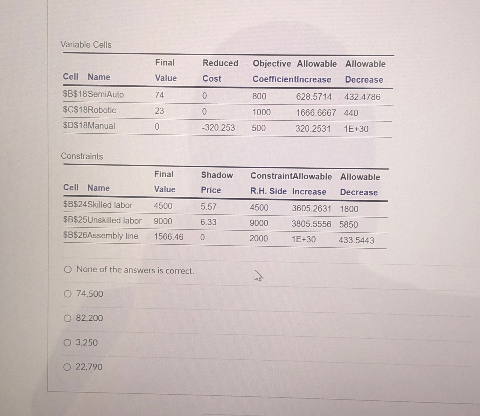 Solved Variable Cells\table[[Cell | Chegg.com