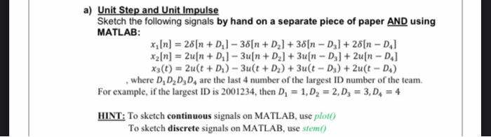 Solved a) Unit Step and Unit Impulse Sketch the following | Chegg.com
