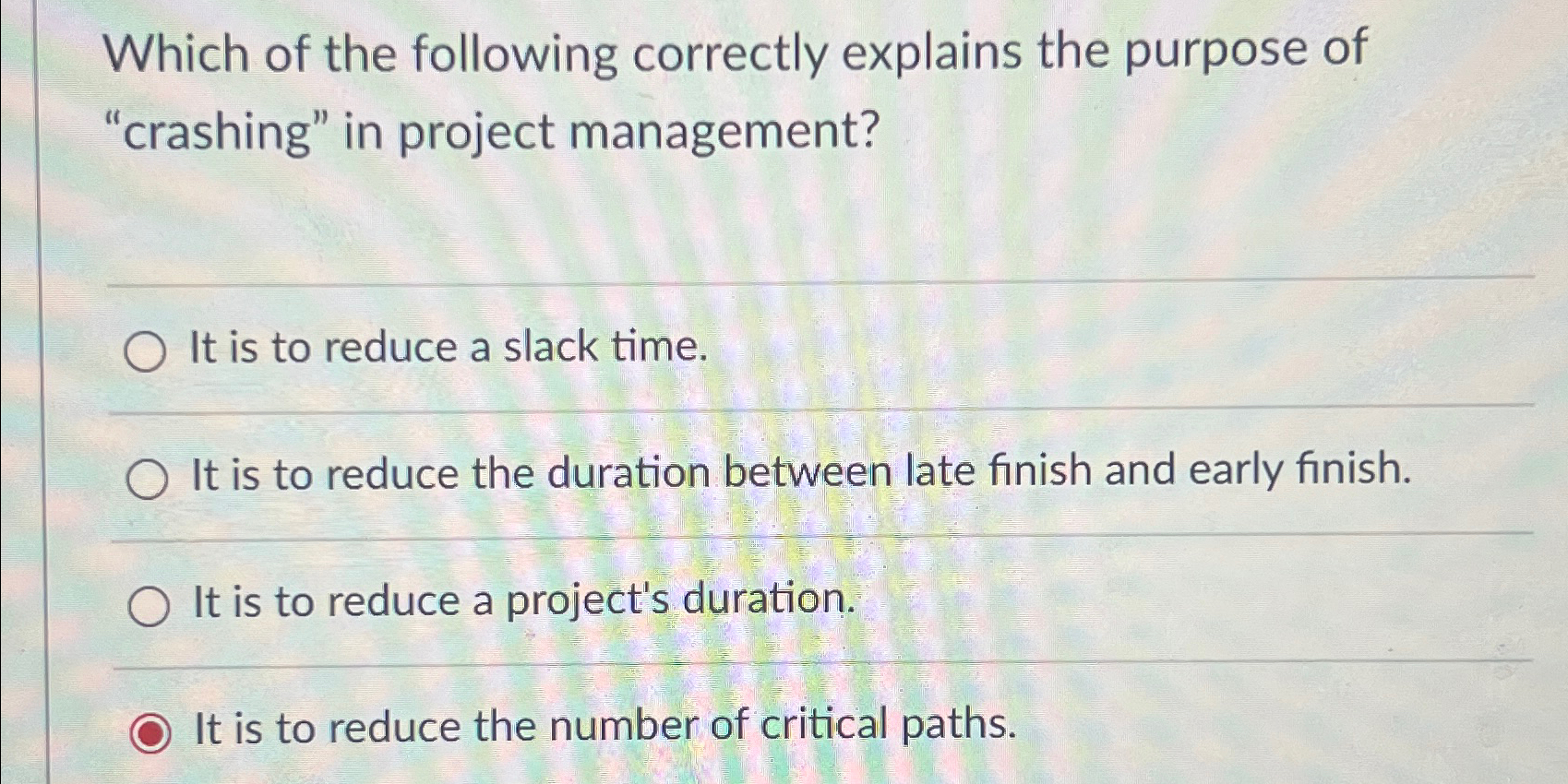 Solved Which of the following correctly explains the purpose | Chegg.com